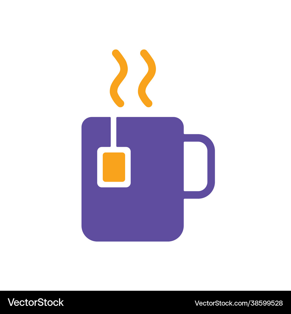Cup coffee tea with steam glyph icon Royalty Free Vector