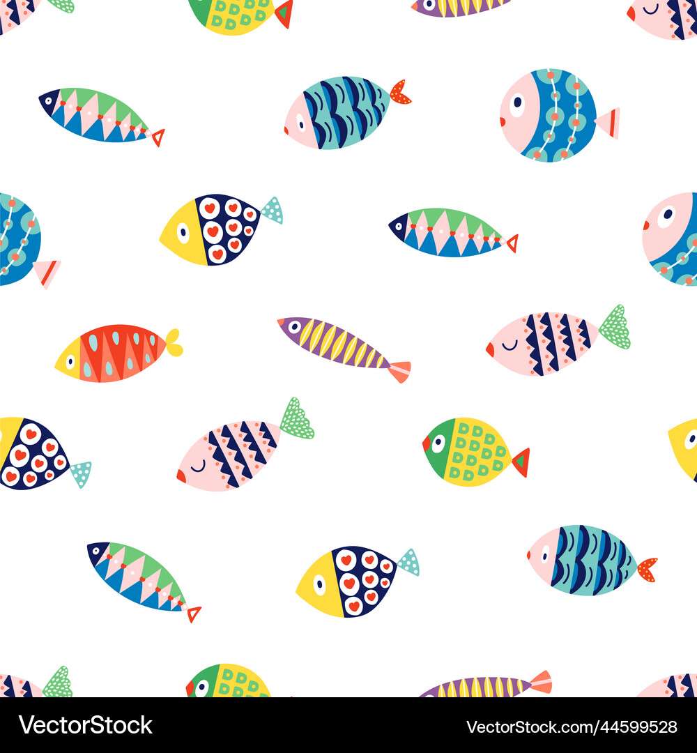 Cute colorful fish kids background Royalty Free Vector Image