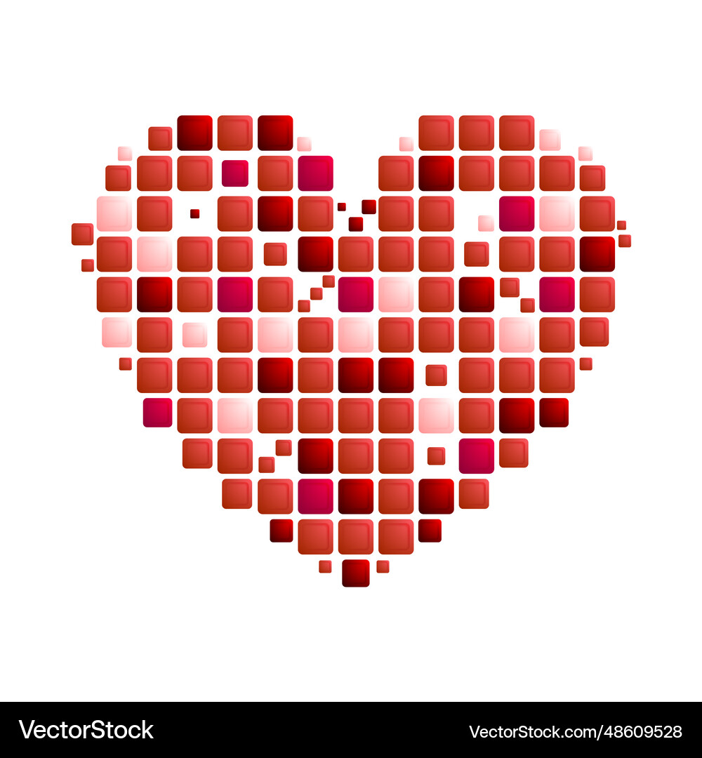 Geometric red heart symbol on white background Vector Image