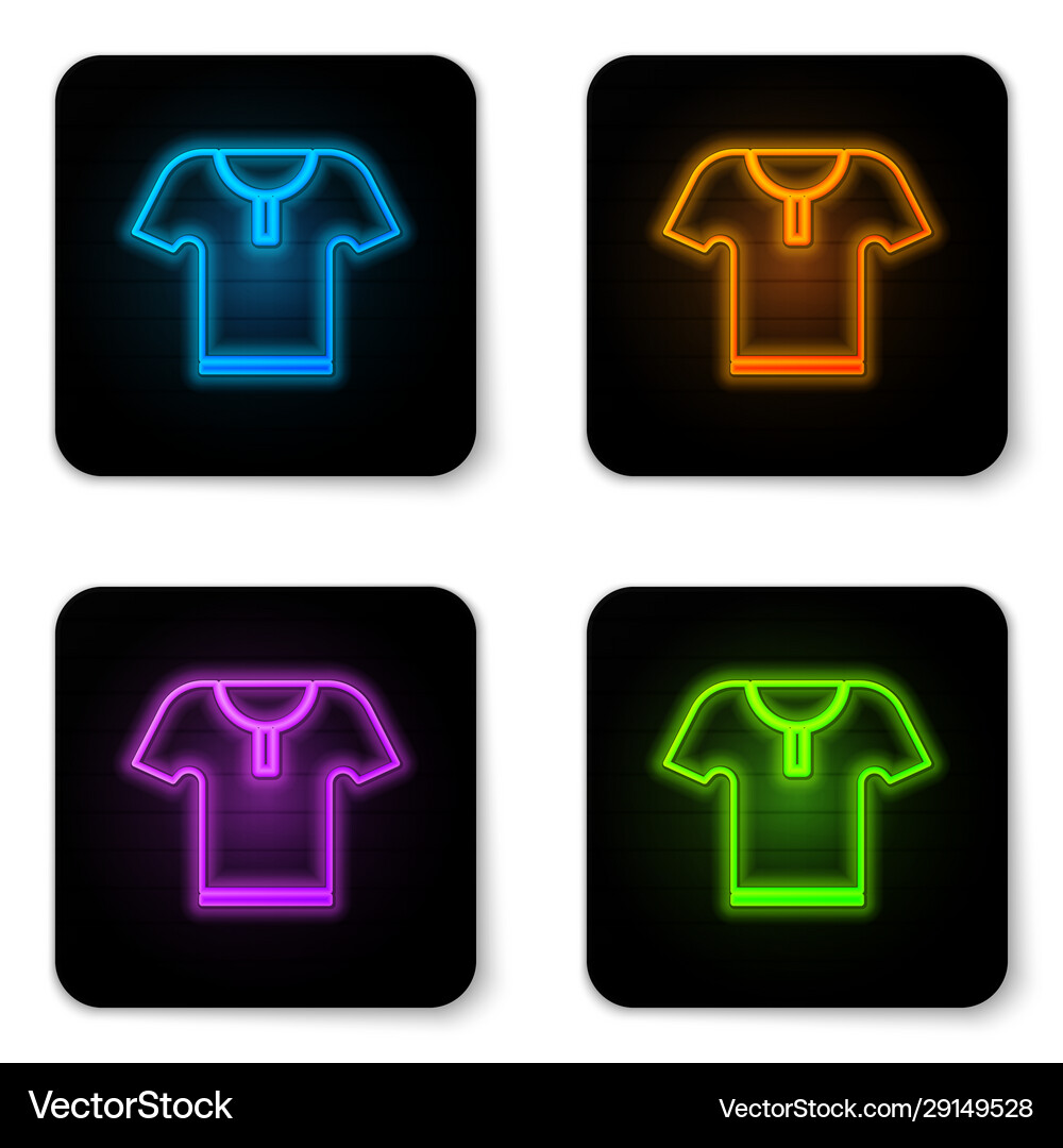 Glowing neon body armor icon isolated on white Vector Image