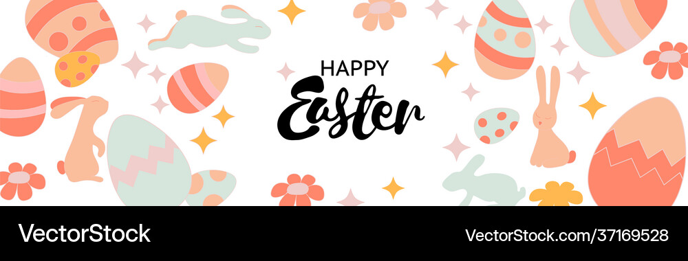 Happy easter banner trendy design Royalty Free Vector Image