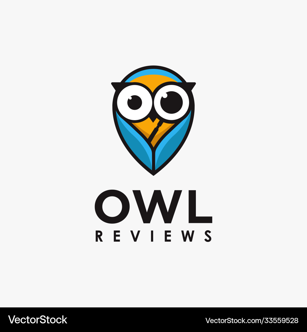 Magnifying glass owl logo icon template Royalty Free Vector
