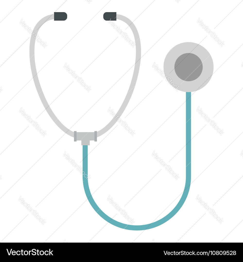 Medical stethoscope icon flat style Royalty Free Vector