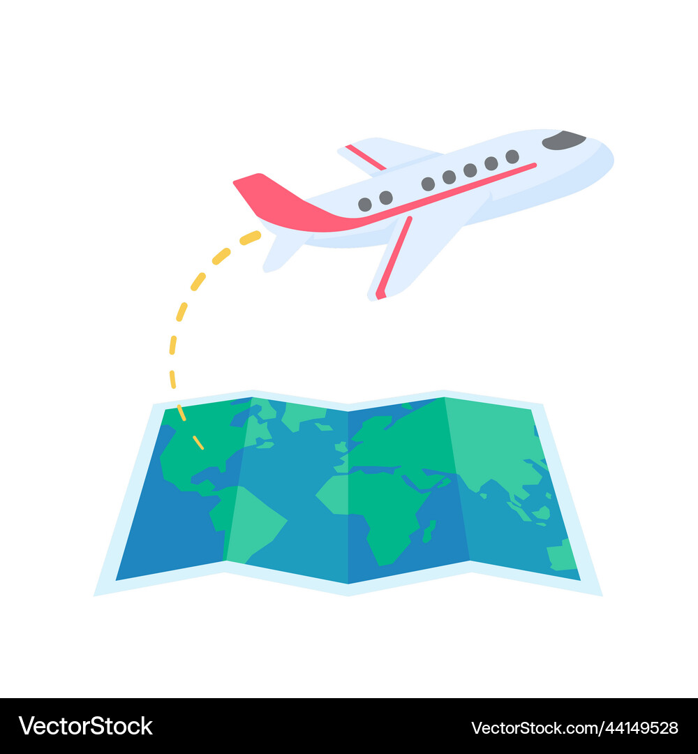 Passenger plane flying on the world map vacation Vector Image