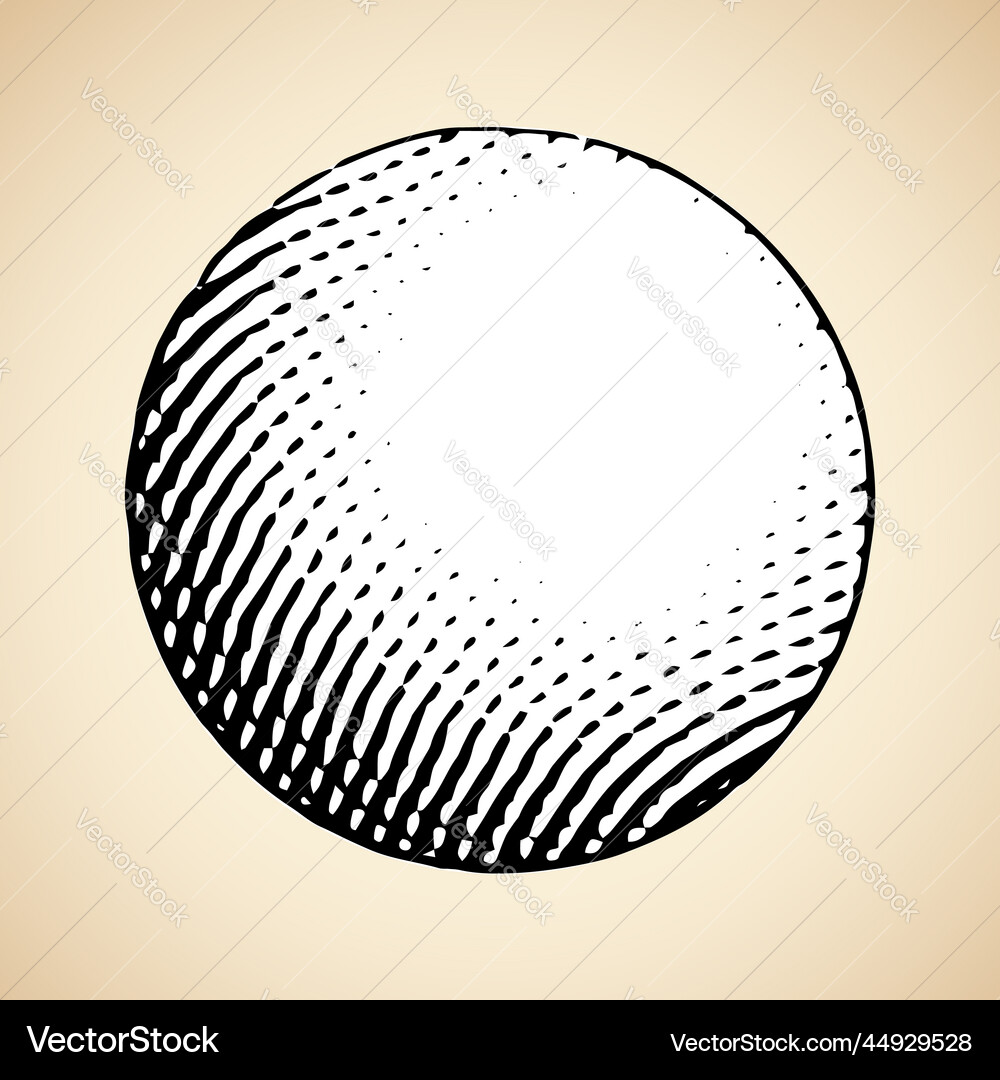 Scratchboard engraved sphere with white fill Vector Image