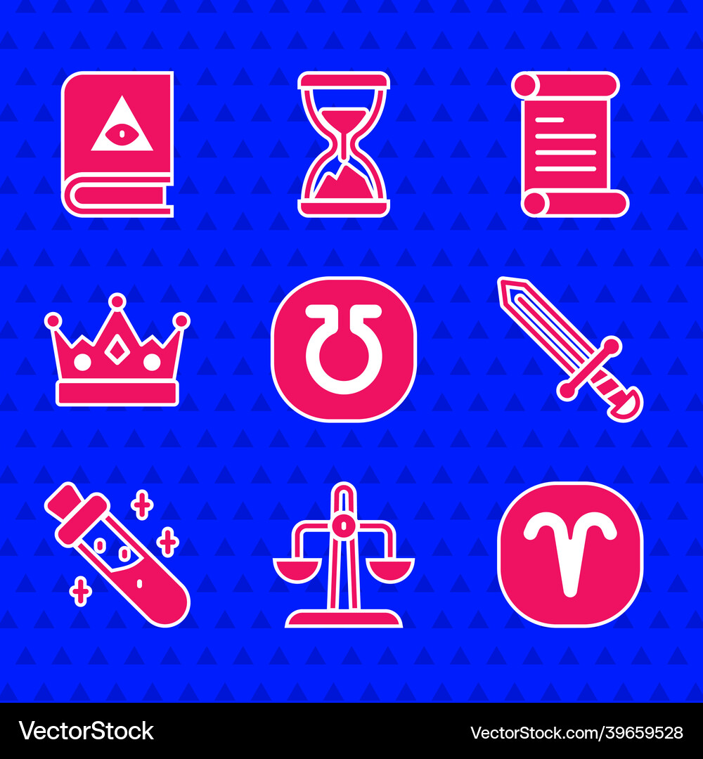 Set life libra zodiac aries medieval sword Vector Image