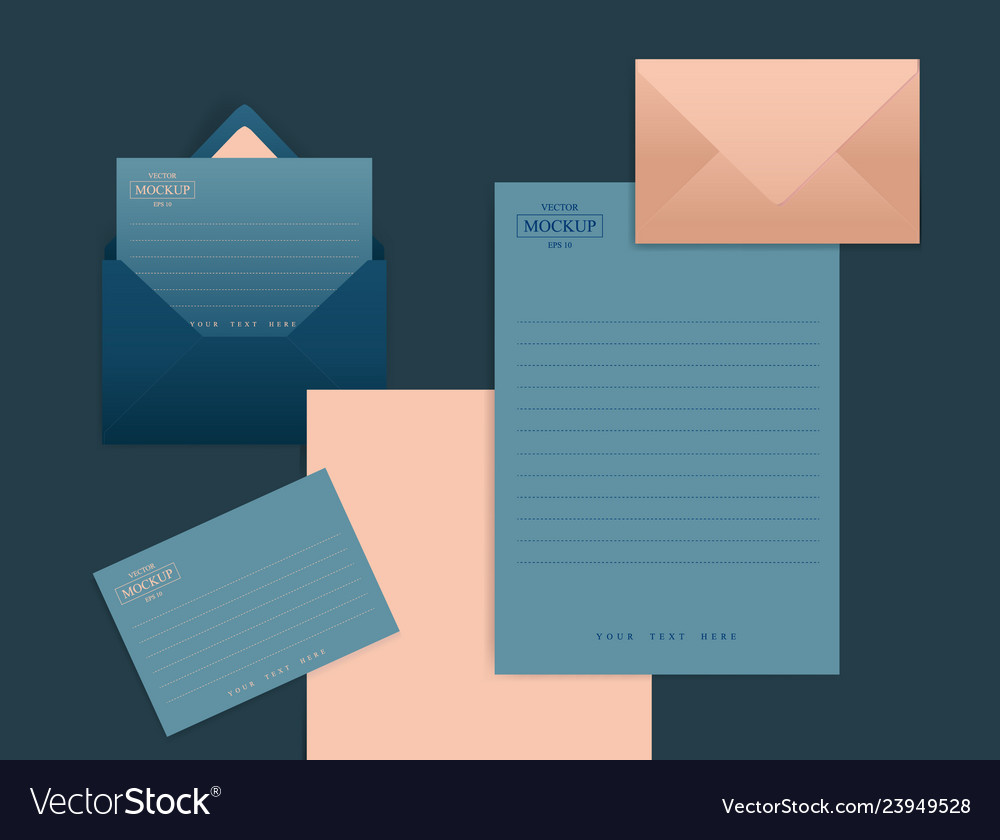 Set of realistic envelopes with a sheet of paper Vector Image