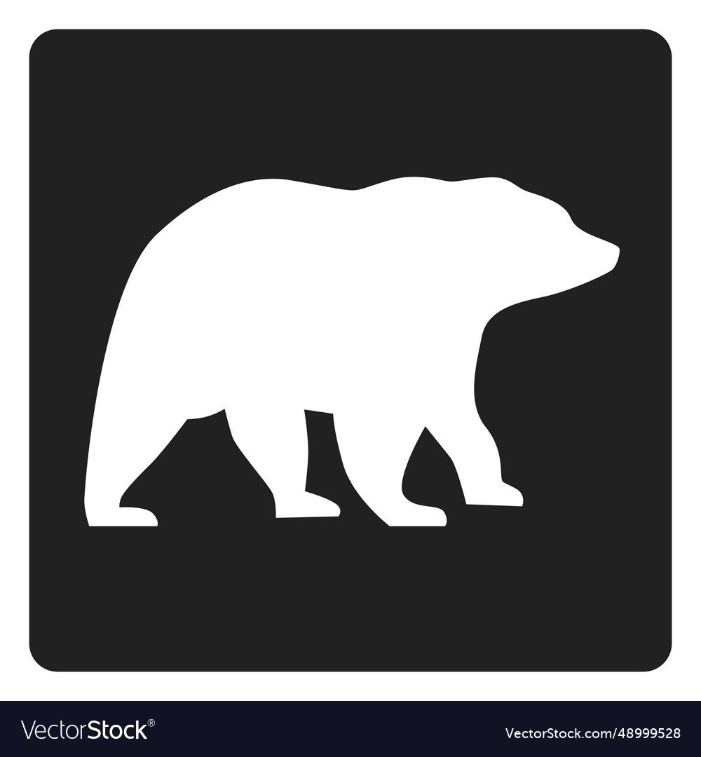 Simple bear square icon Royalty Free Vector Image