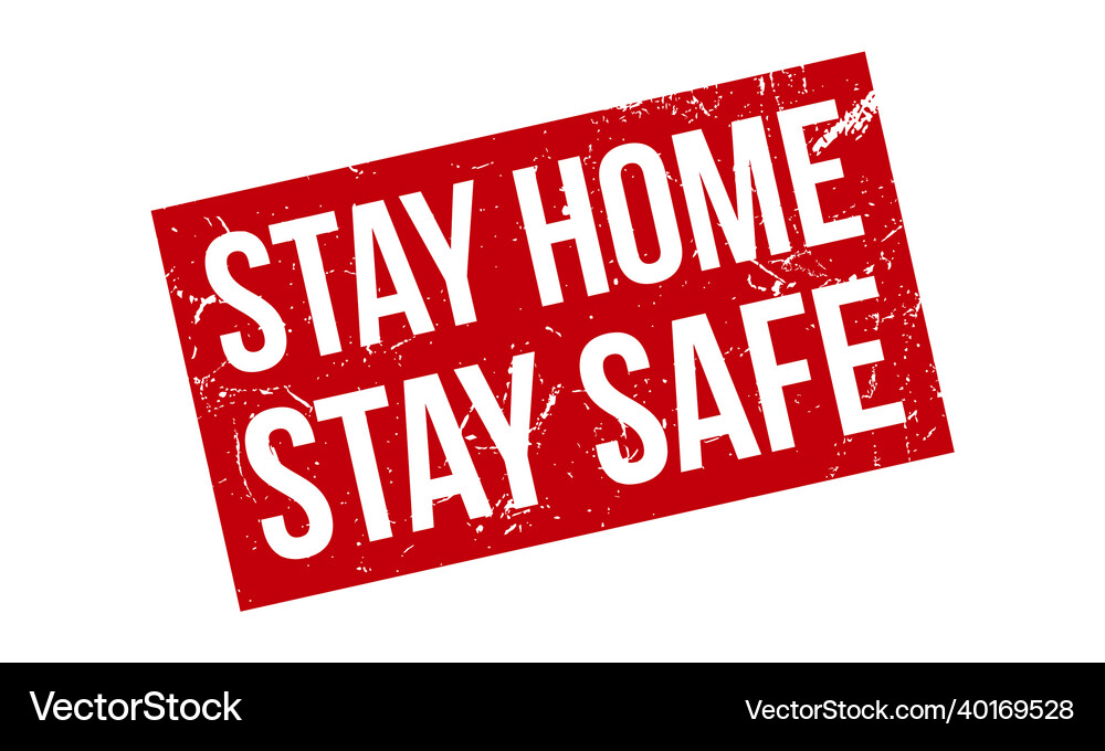Stay home safe rubber stamp red home Royalty Free Vector