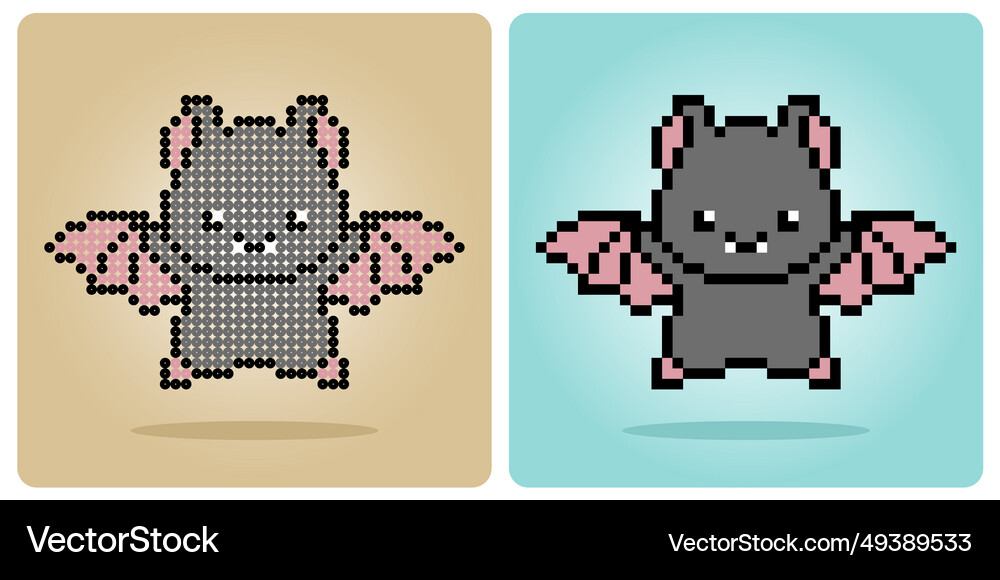 8 bit pixel bats character animal for game assets Vector Image