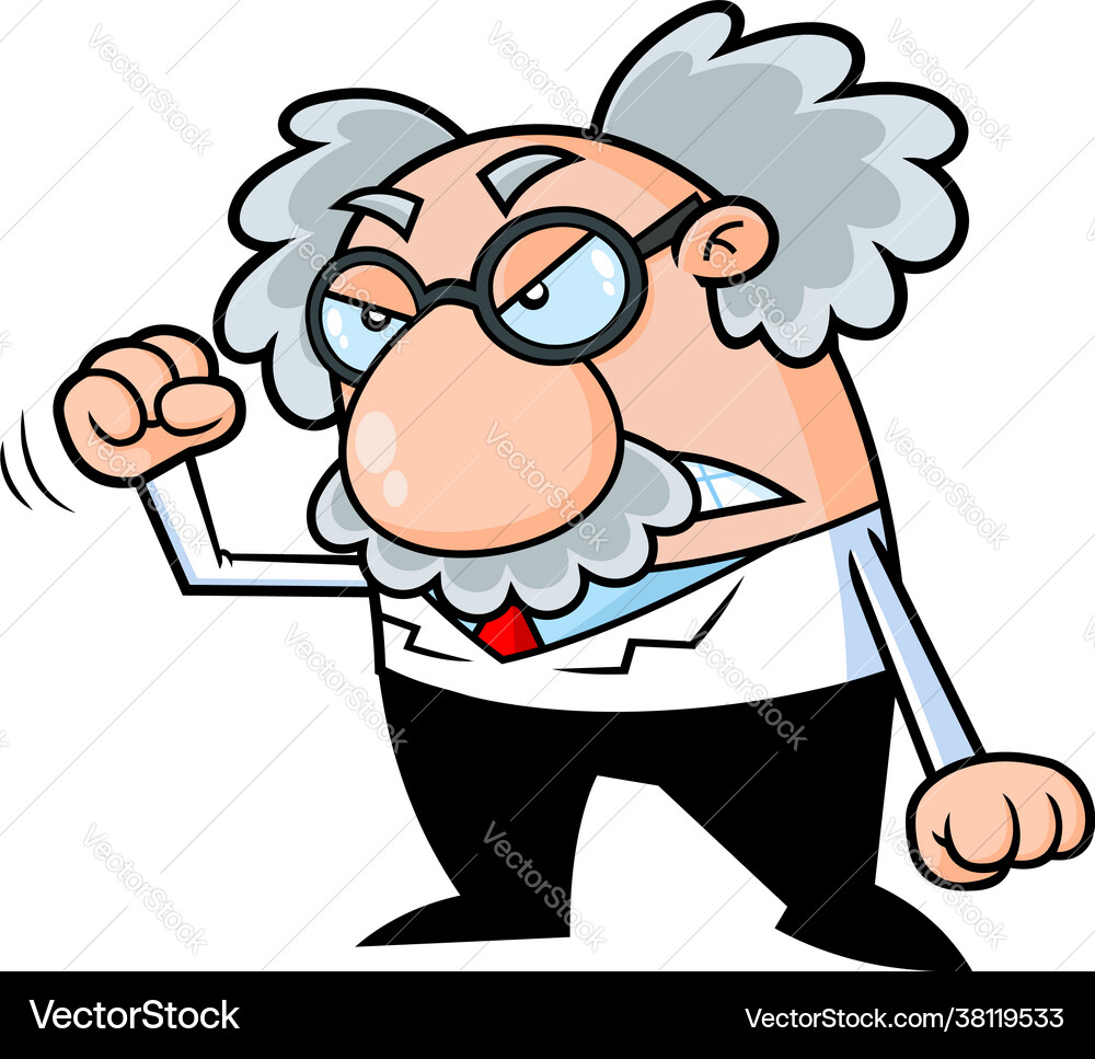 Angry science professor cartoon character Vector Image