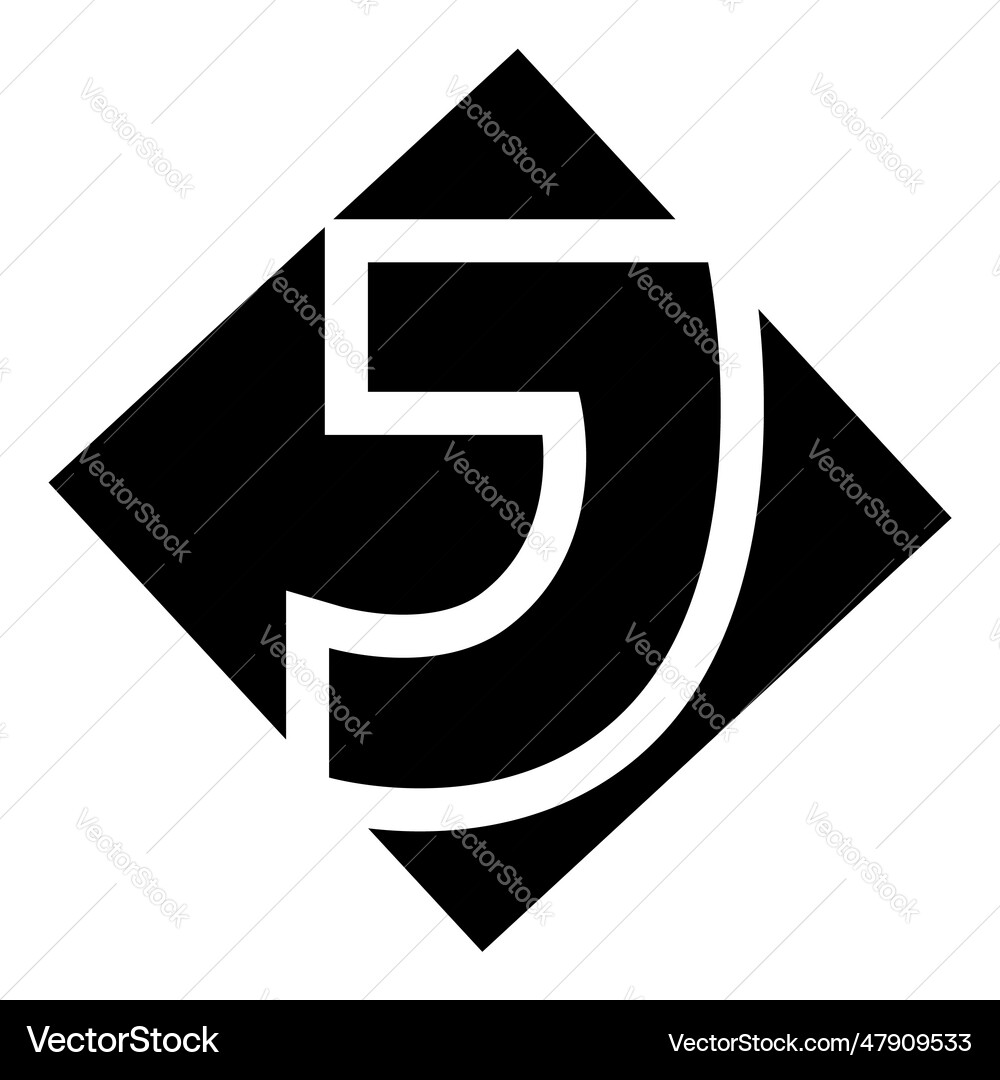 Black square diamond shaped letter j icon Vector Image