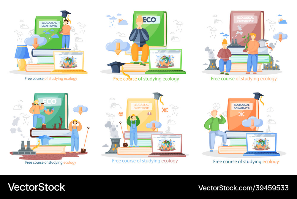 Free course of studying ecology banner Royalty Free Vector