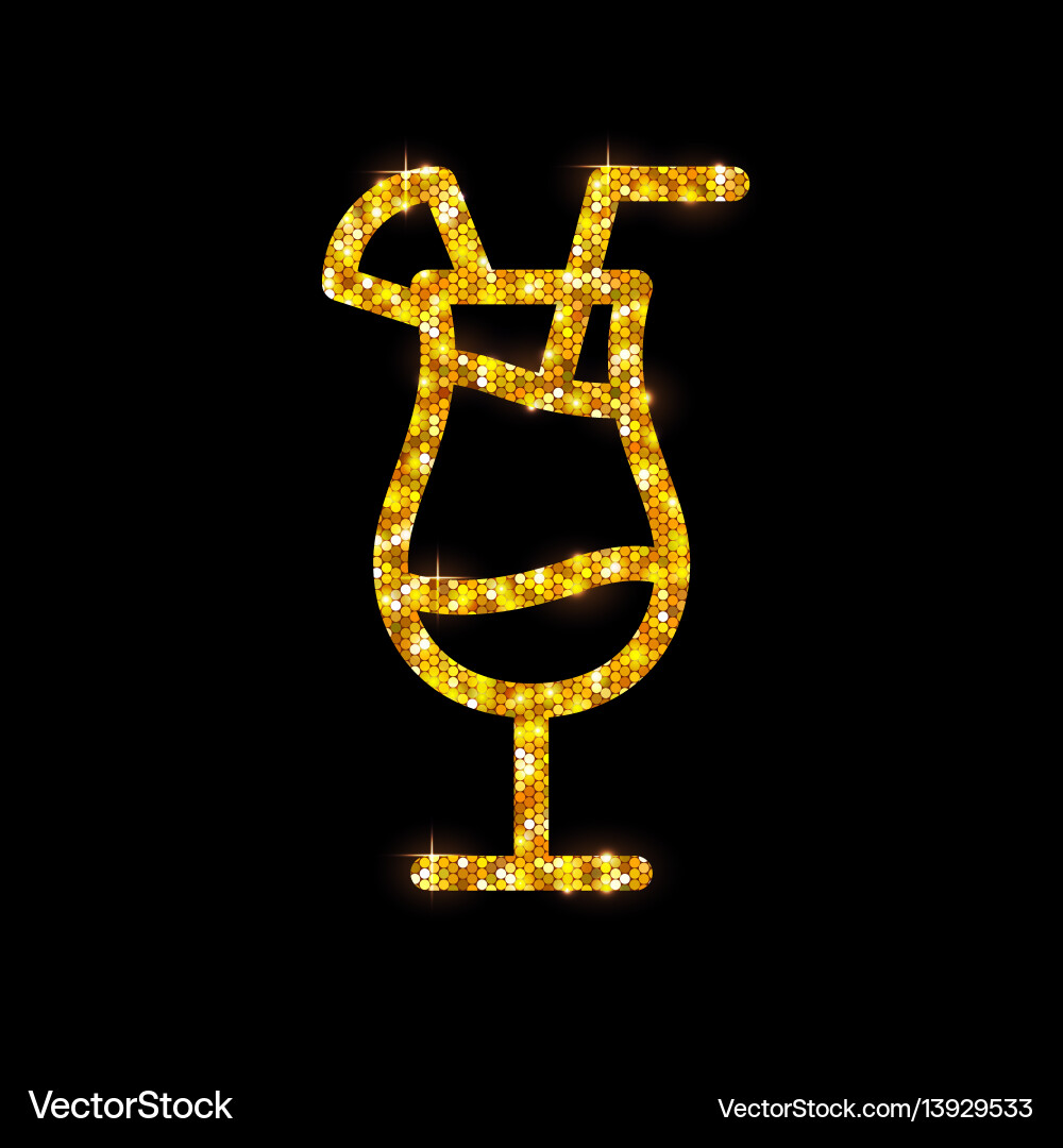 Golden cocktail flat icon blue hawaii Royalty Free Vector