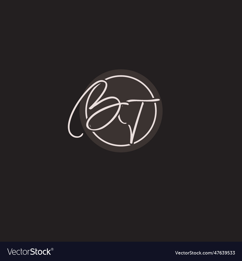 Initials bt logo monogram with simple circle line Vector Image