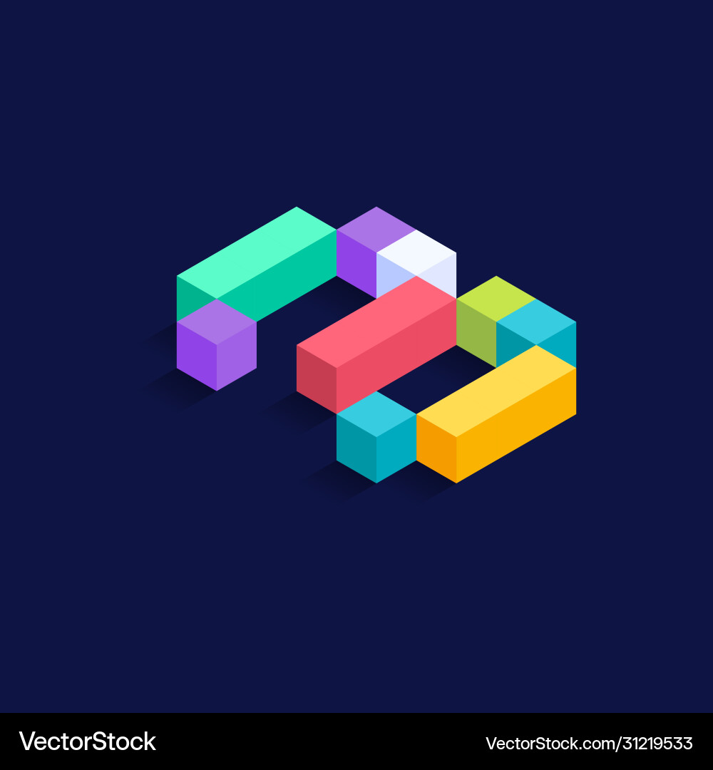 Number 3 isometric colorful cubes 3d design Vector Image