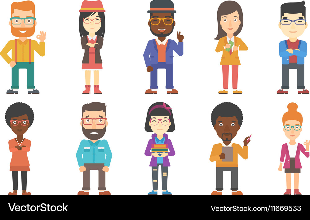 Set of business characters Royalty Free Vector Image