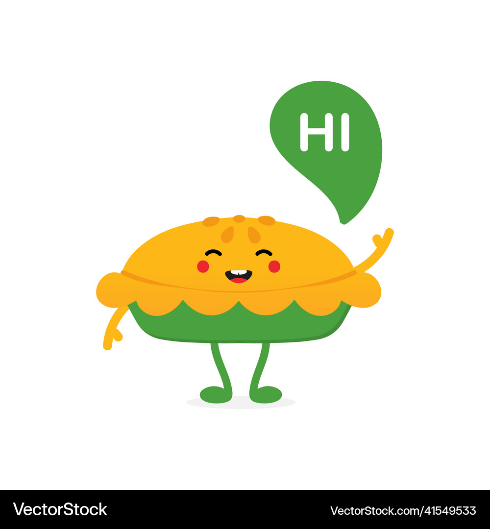 Sweet pie character saying hi hello Royalty Free Vector