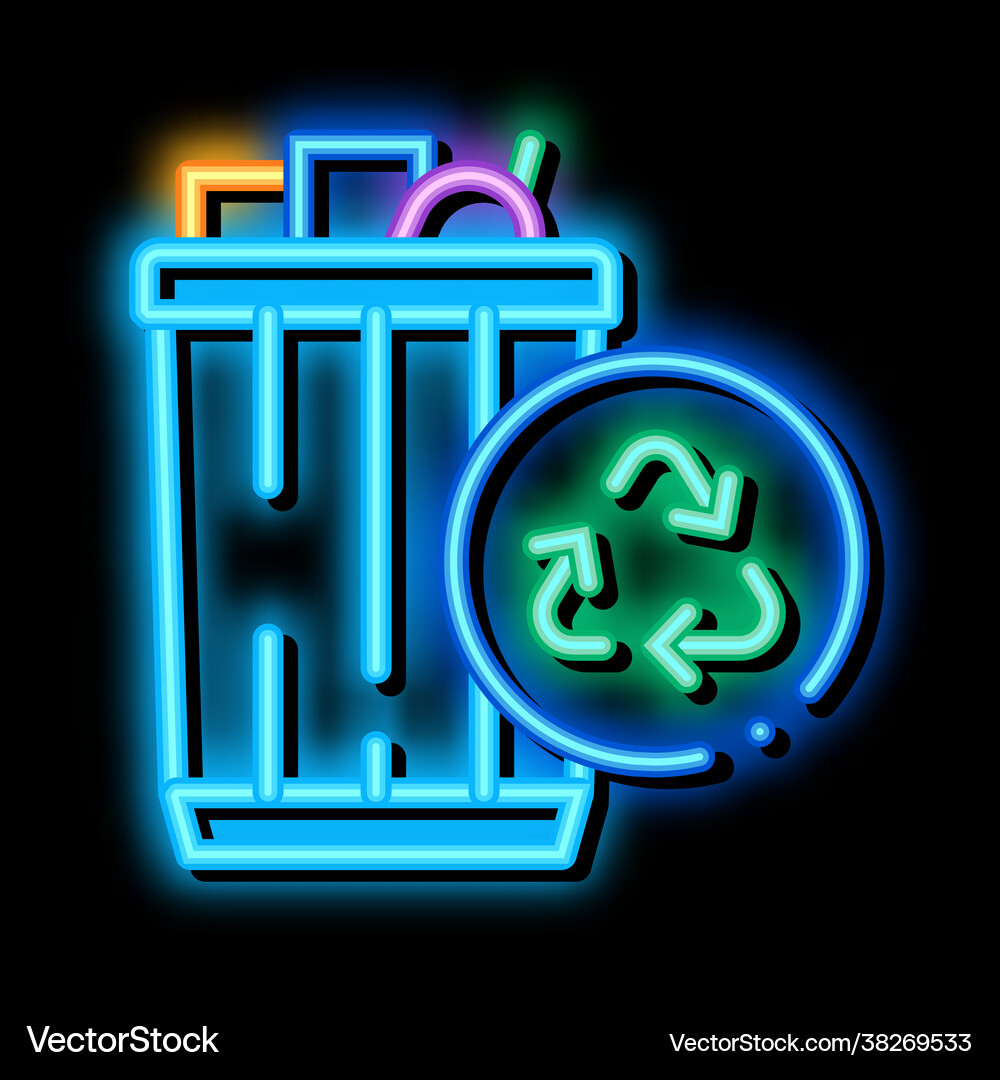 Waste recycling neon glow icon Royalty Free Vector Image
