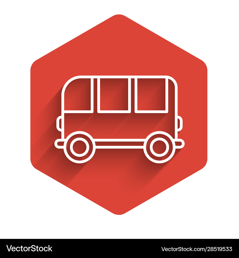 White line school bus icon isolated with long Vector Image