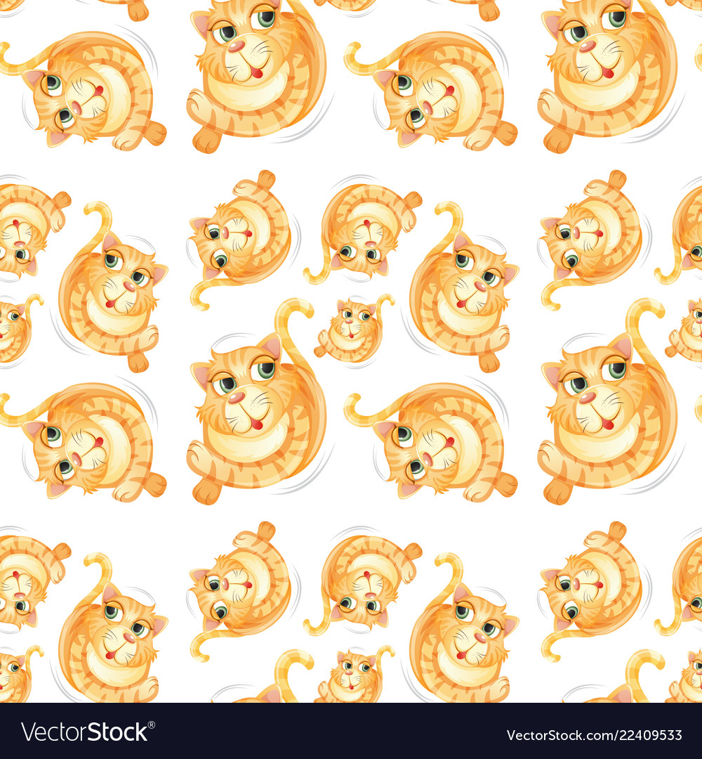 Yellow cat seamless pattern Royalty Free Vector Image