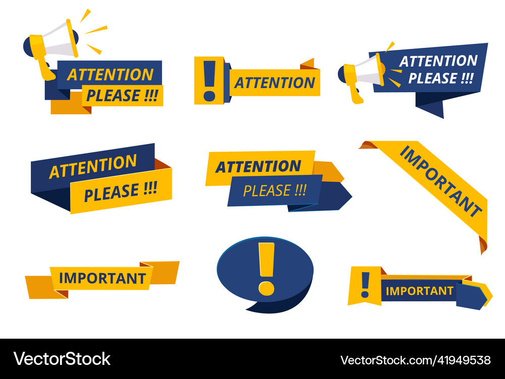 Attention badges important messages notice Vector Image