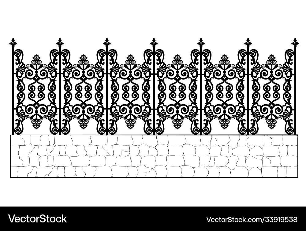 Black wrought iron fence Royalty Free Vector Image