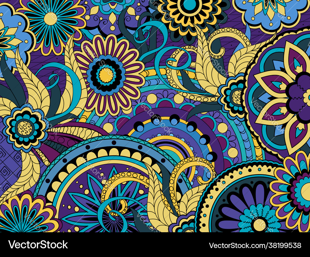 Colorful floral background in boho style Vector Image