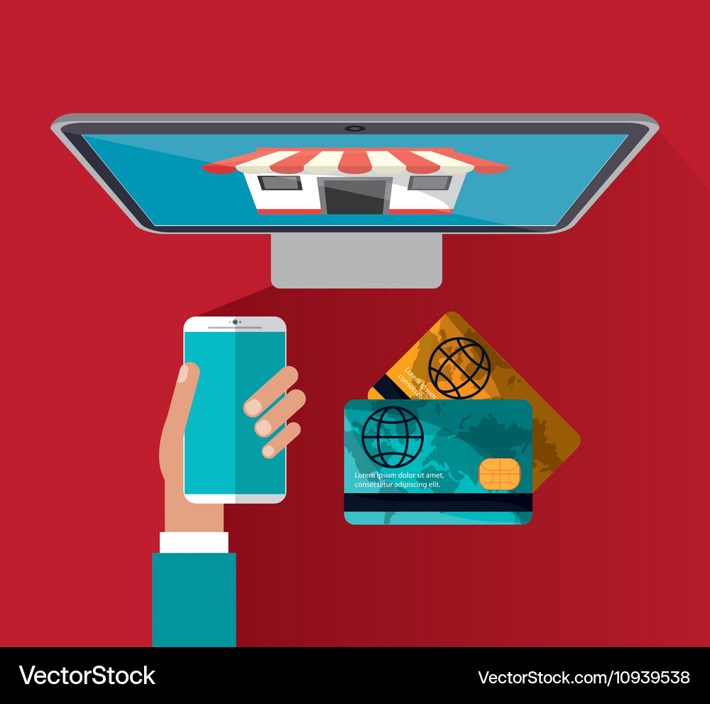 Computer and shopping online design Royalty Free Vector