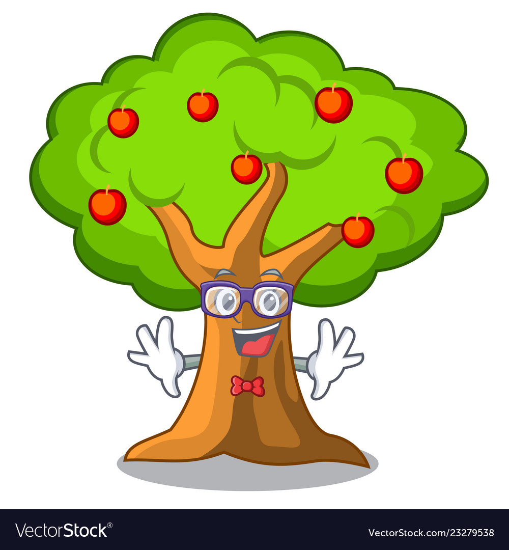 Geek apple tree full of isolated mascot Royalty Free Vector