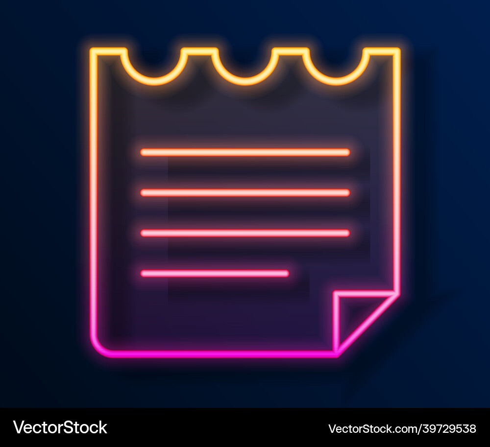 Glowing neon line notebook icon isolated on black Vector Image