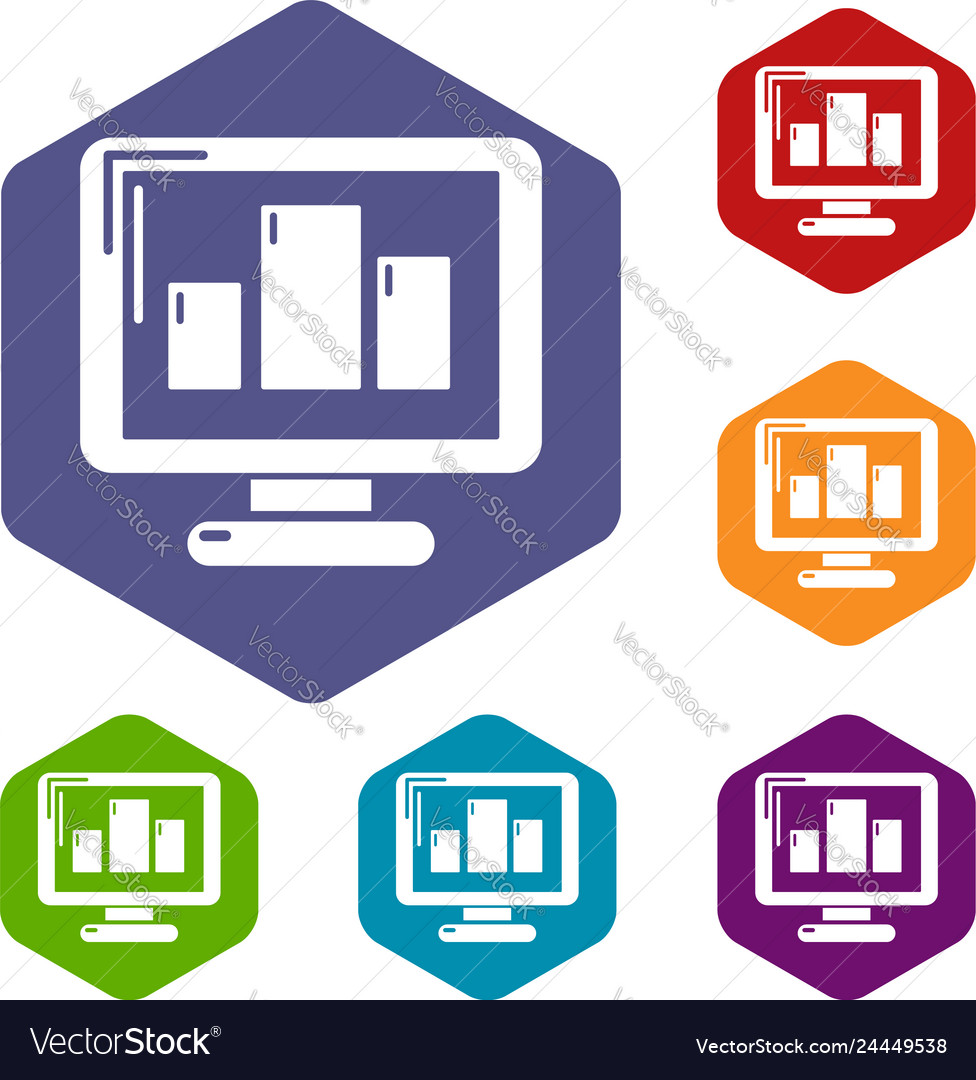 Monitor icons hexahedron Royalty Free Vector Image