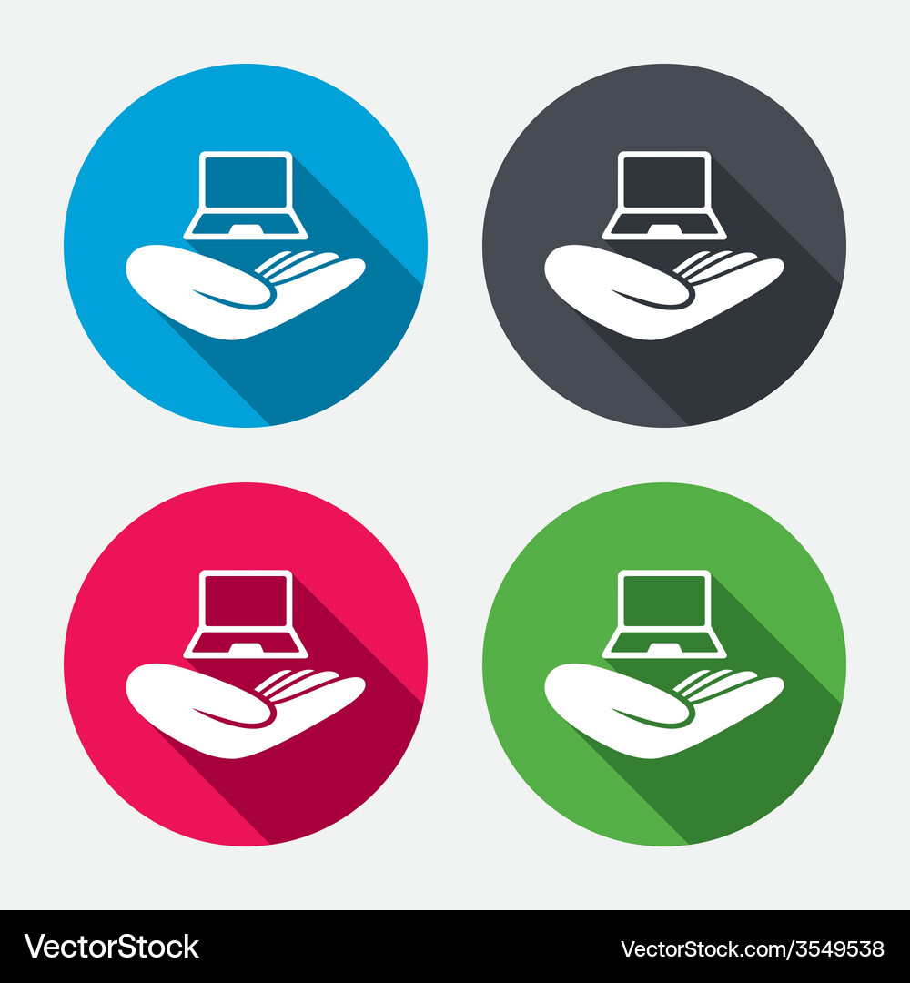 Notebook insurance sign hand holds pc laptop Vector Image