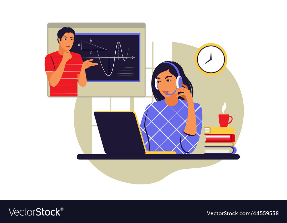 Online learning concept distance study flat style Vector Image