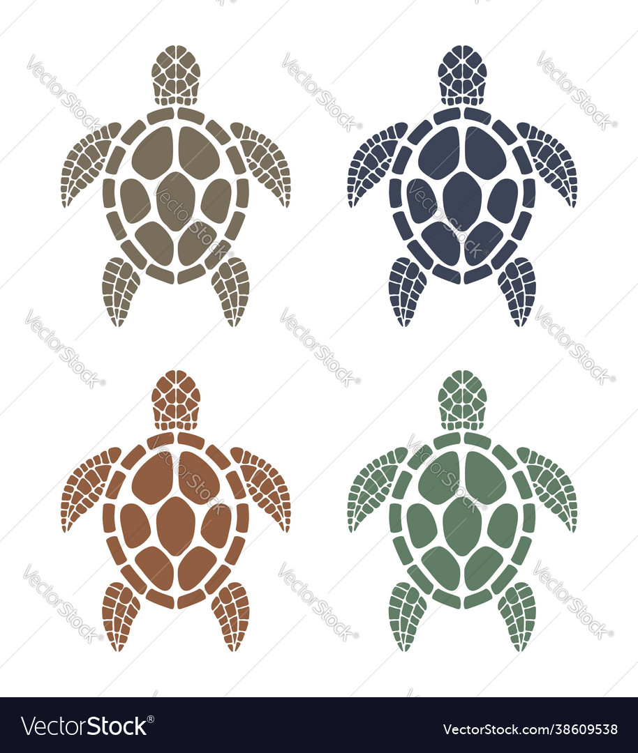 Sea turtle colorful icons Royalty Free Vector Image