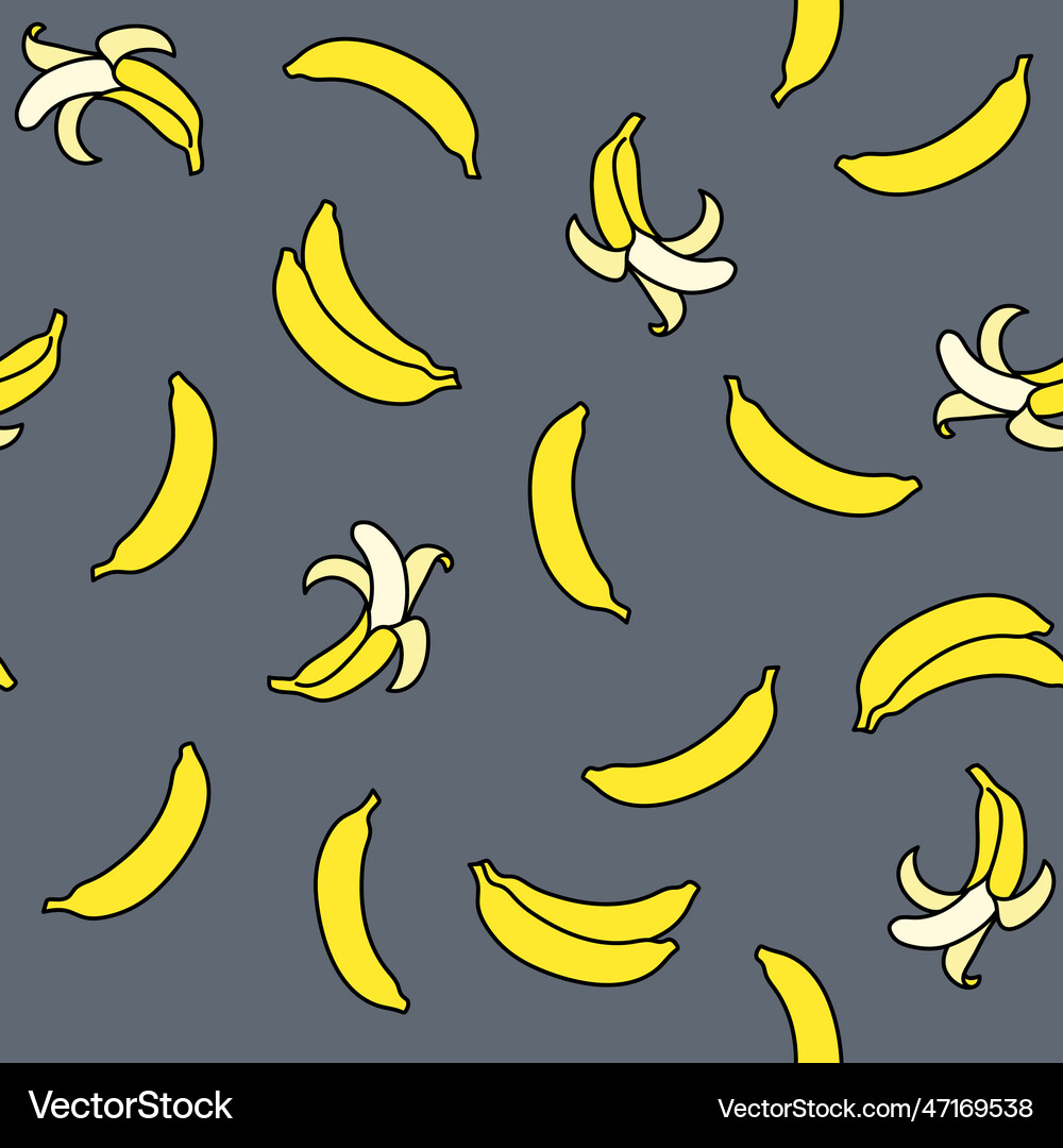 Seamless hand drawn pattern of yellow bananas Vector Image