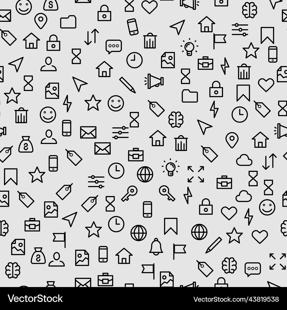 Seamless pattern social black icons on a white Vector Image