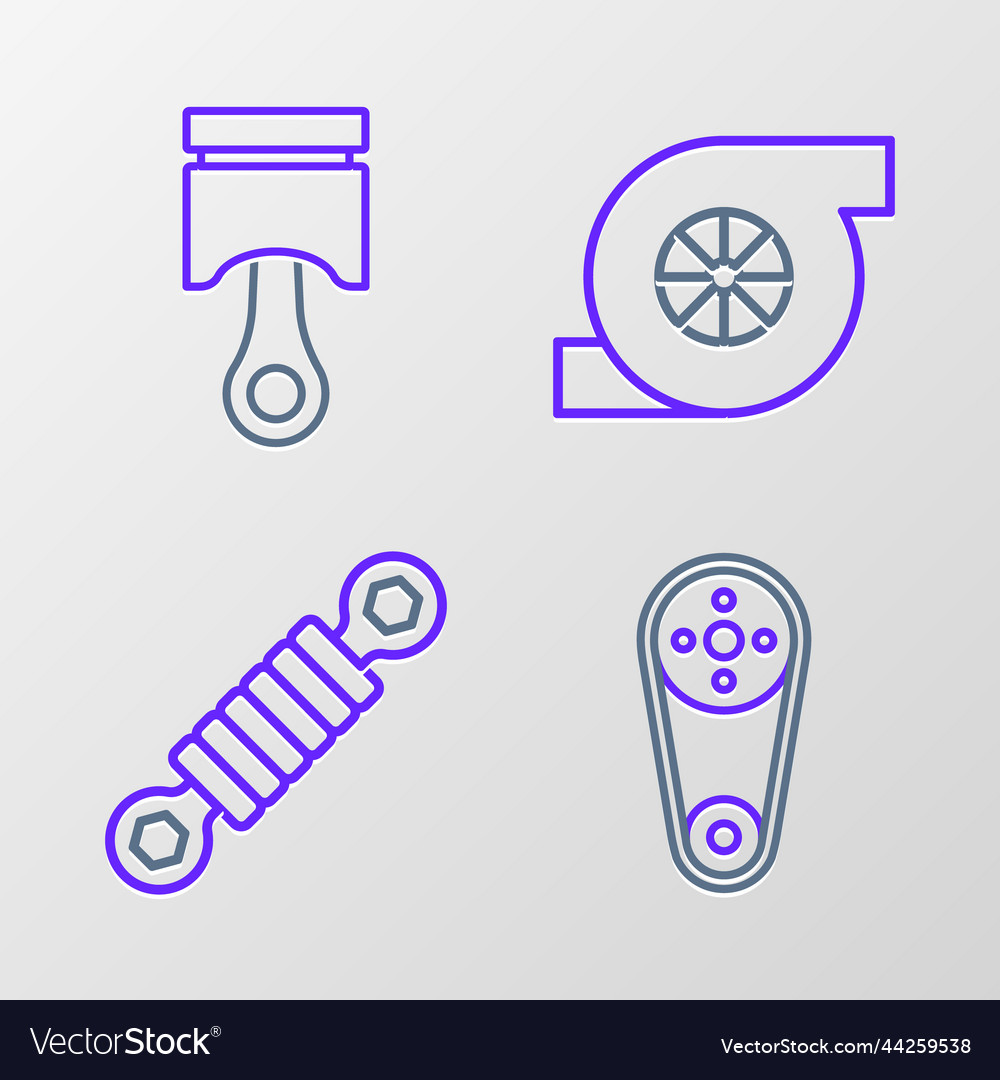 Set line timing belt kit shock absorber Royalty Free Vector Set line timing belt kit shock absorber Royalty Free Vector