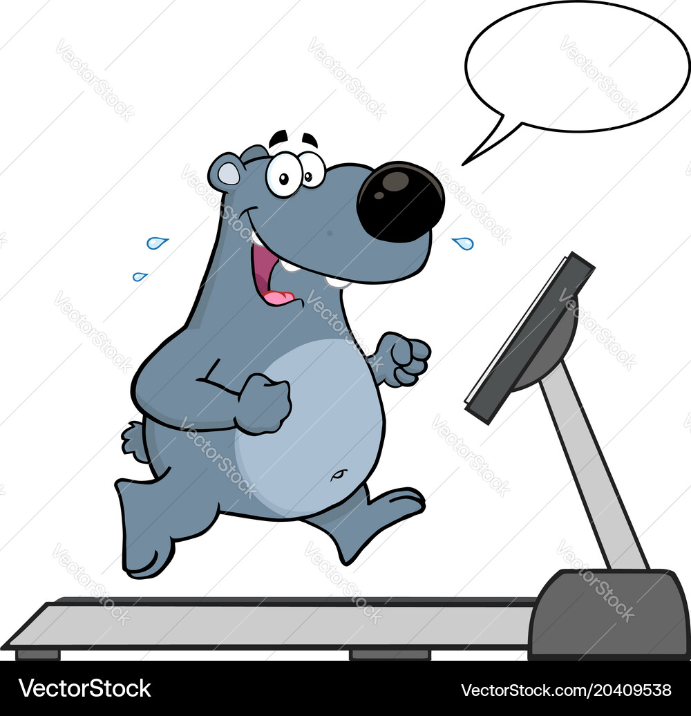 Smiling gray bear cartoon character running Vector Image