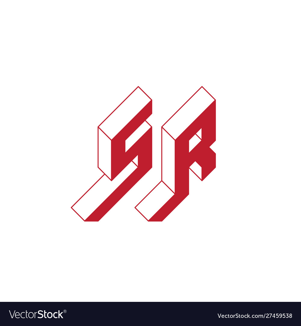 Sr - monogram or logotype isometric 3d font Vector Image Sr - monogram or logotype isometric 3d font Vector Image