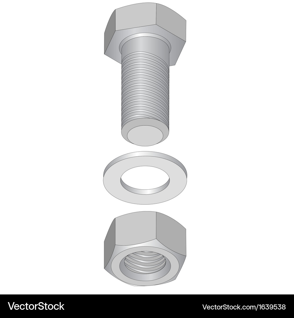 Stainless steel bolt and nut Royalty Free Vector Image