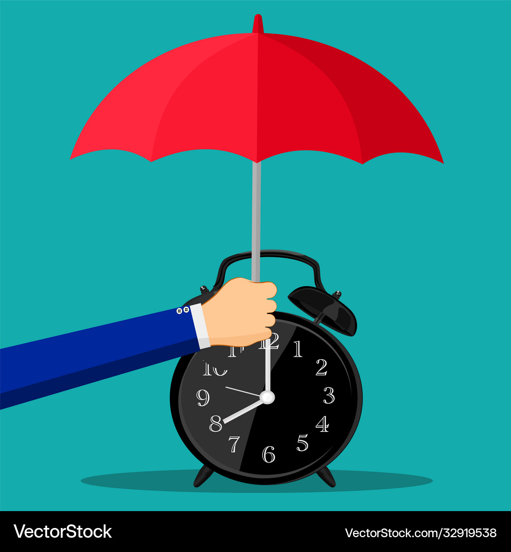 Umbrella handle and watch protection time Vector Image