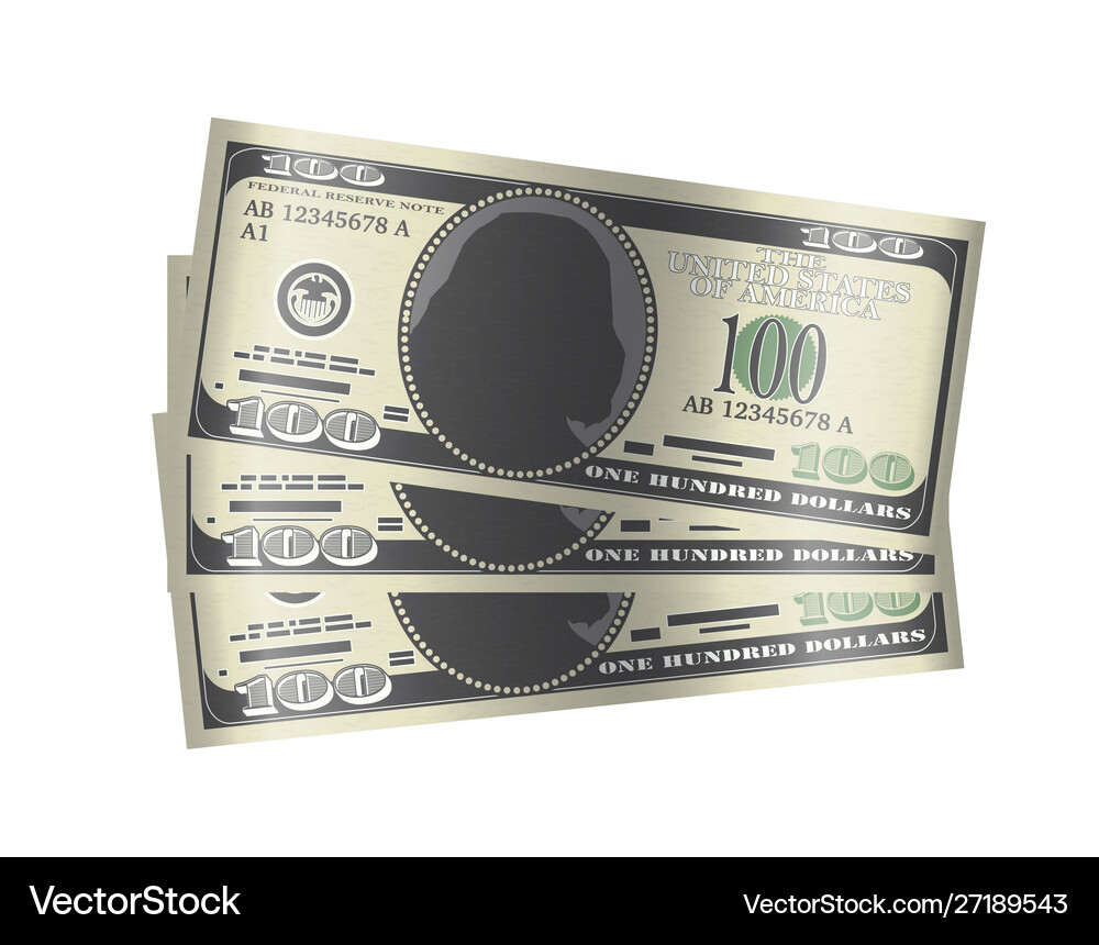 100 dollar banknotes money on white background Vector Image
