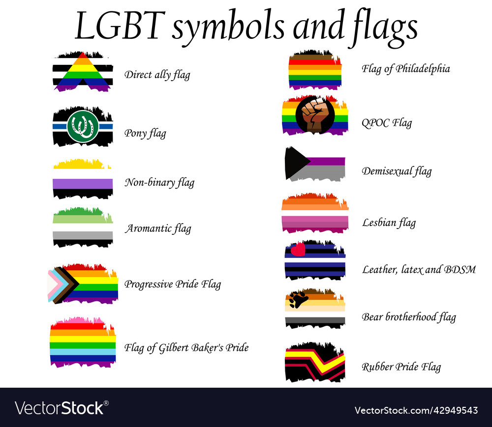 A Set Of New Lgbt Flags Including Progressive Vector Image