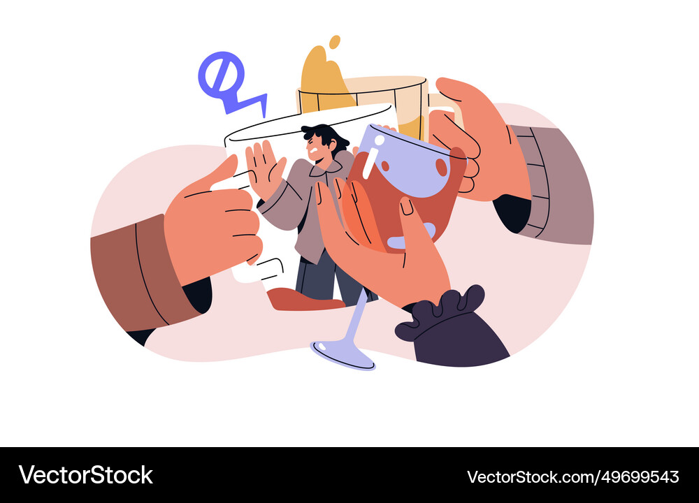 Alcoholism Addiction Problems Concept Tiny Vector Image