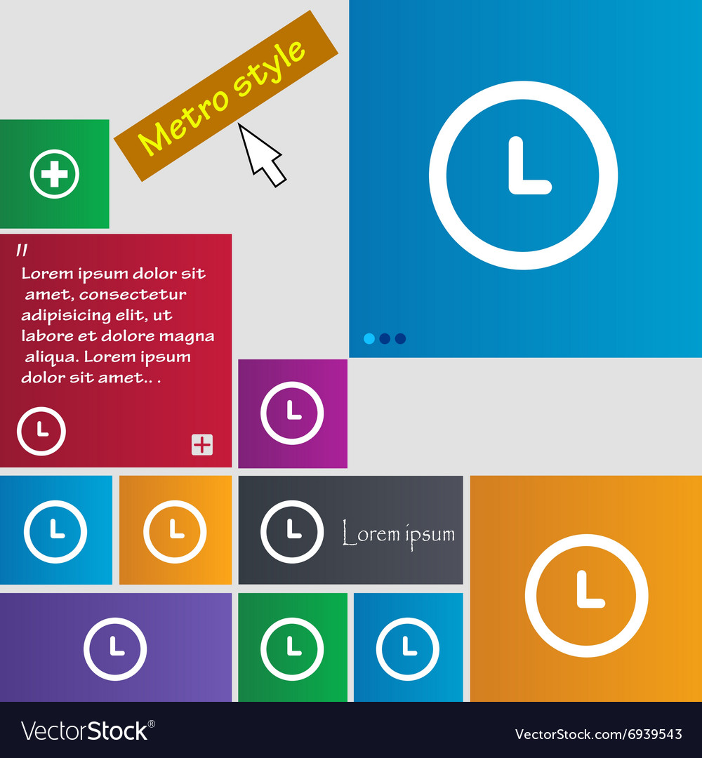 Clock Icon Sign Buttons Modern Interface Website Vector Image