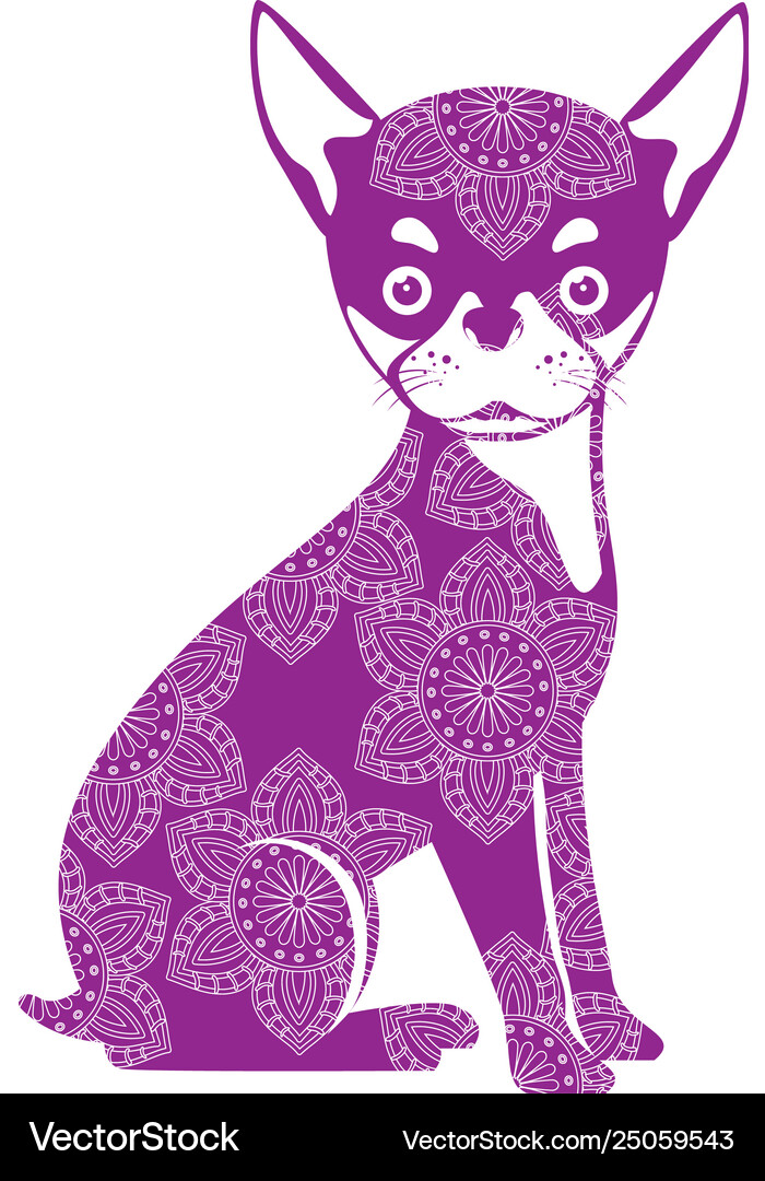 Colorful dog with mandala pattern Royalty Free Vector Image