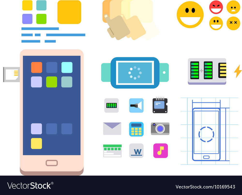Developing a mobile app and layout Royalty Free Vector Image