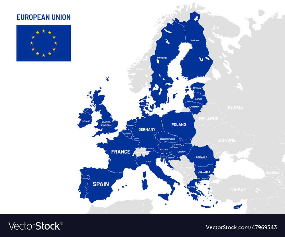 European union countries map eu member country Vector Image European union countries map eu member country Vector Image