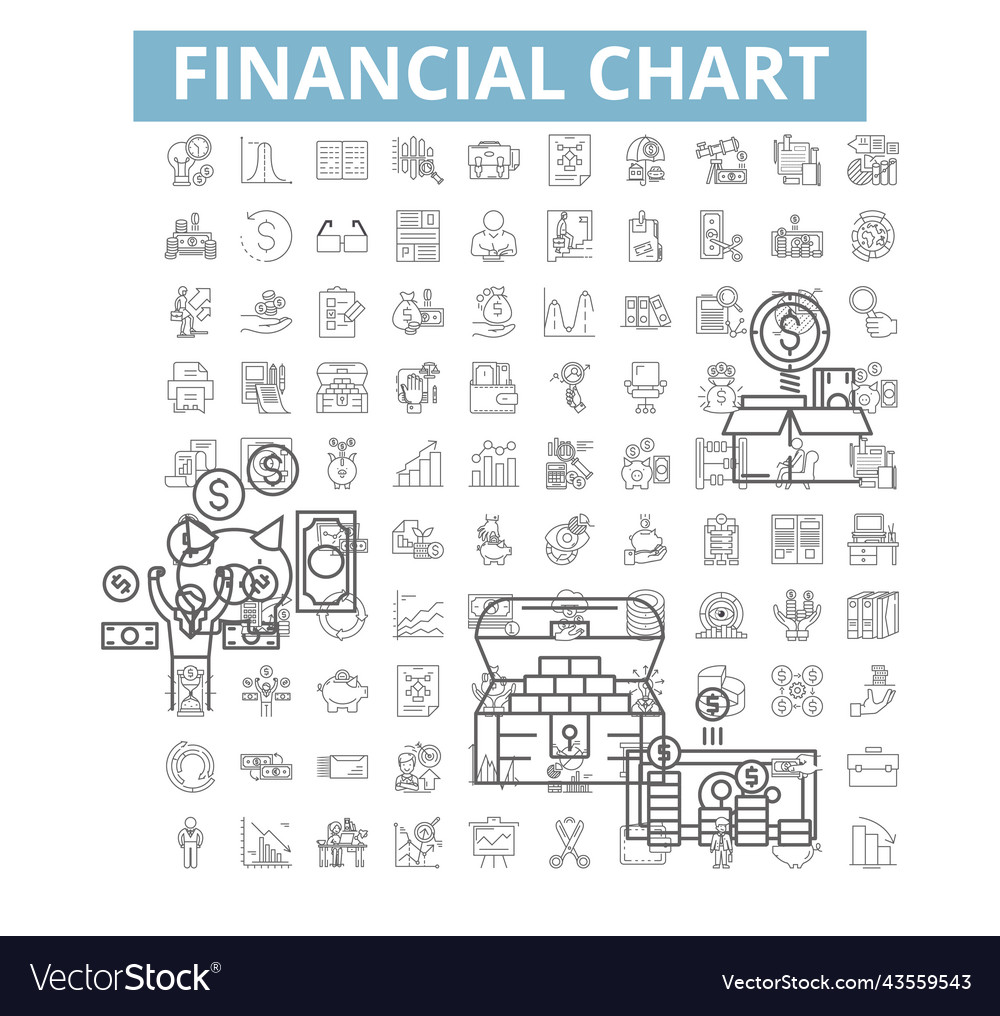 Finance charts icons line symbols web signs Vector Image